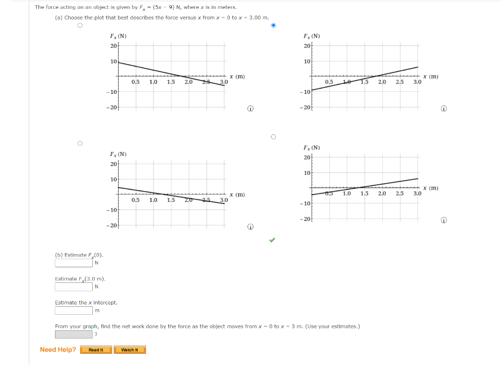 Solved The Force Acting On An Object Is Given By Fx 5x