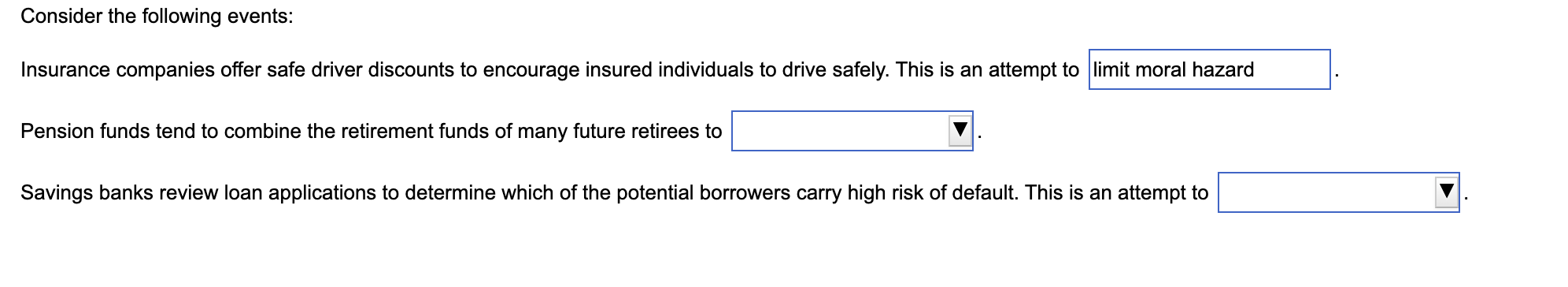 Solved Consider the following events:Insurance companies | Chegg.com