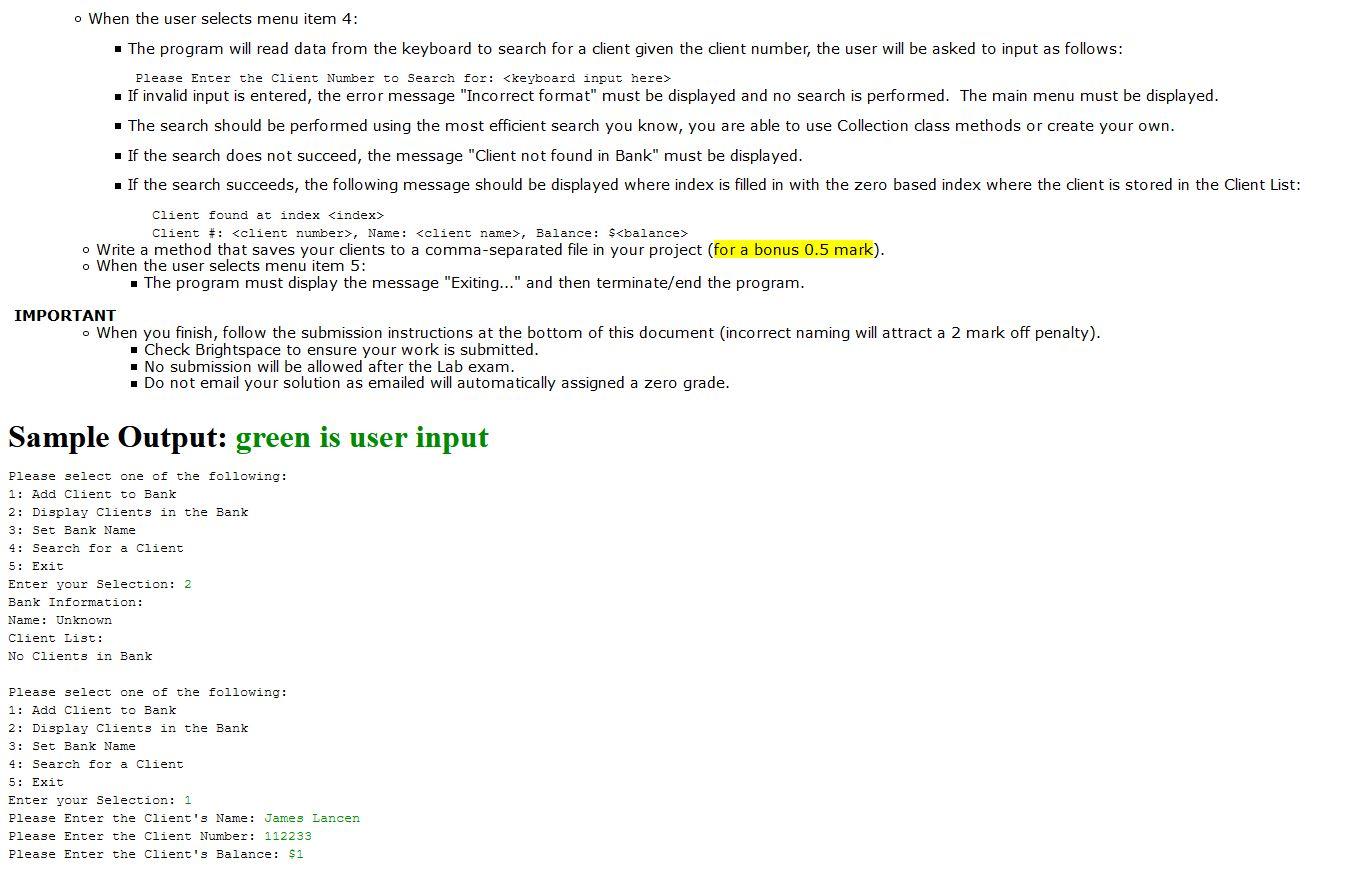 Using Object Oriented Principles, write a program | Chegg.com