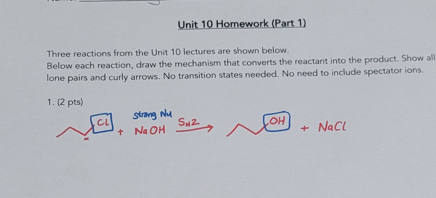 Solved Three reactions from Unit 10 ﻿are shown below. Below | Chegg.com