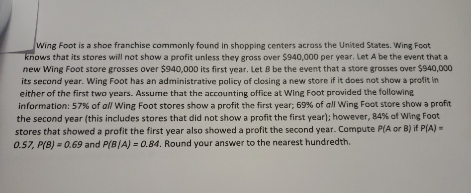 Solved Wing Foot is a shoe franchise commonly found in | Chegg.com