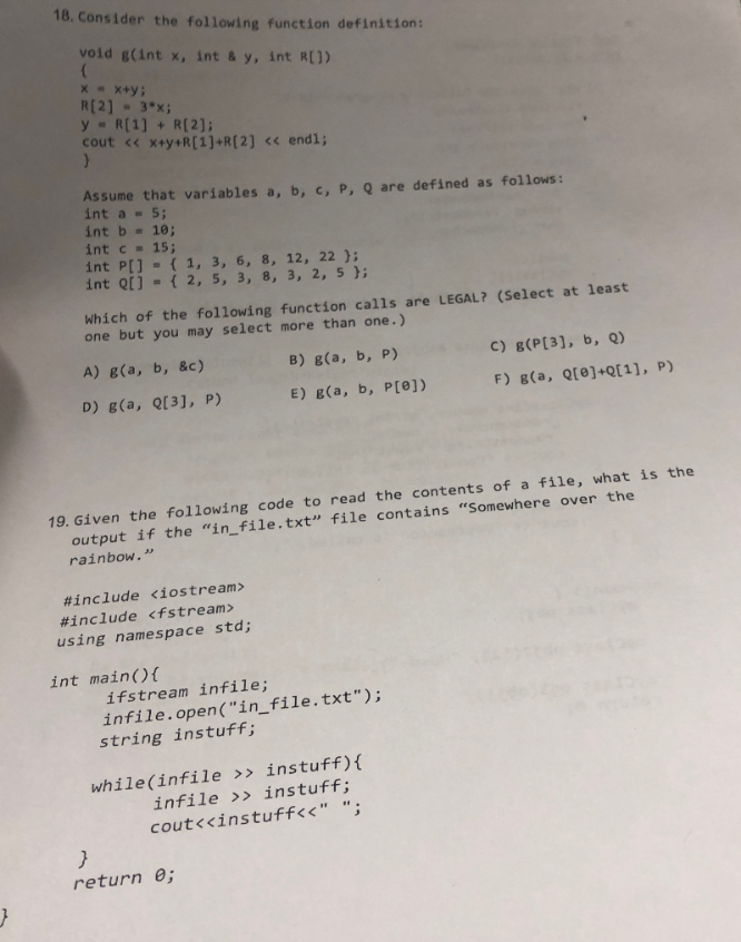 Solved 18. Consider the following function definition void | Chegg.com