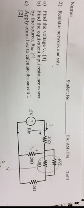 Solved Resistor network analysis a) Find the voltage v_x. | Chegg.com