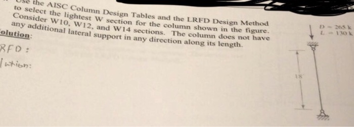 Solved se the AISC Column Design Tables and the LRFD Design | Chegg.com