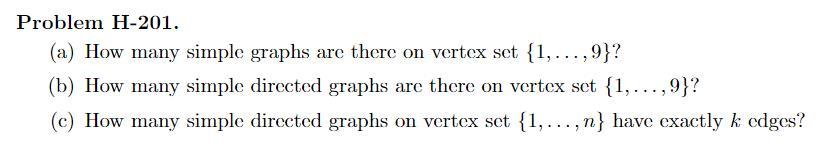 Solved Problem H-201. (a) How many simple graphs are there | Chegg.com