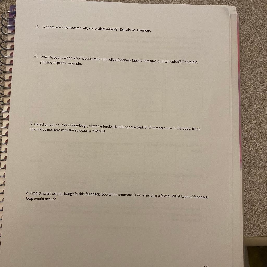 Solved Model 1 Negative Feedback Loop Homeostasis Is An