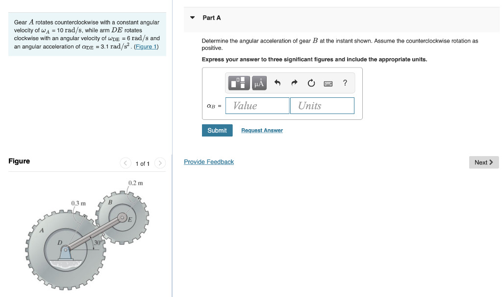 Solved Part A Gear A rotates counterclockwise with a | Chegg.com