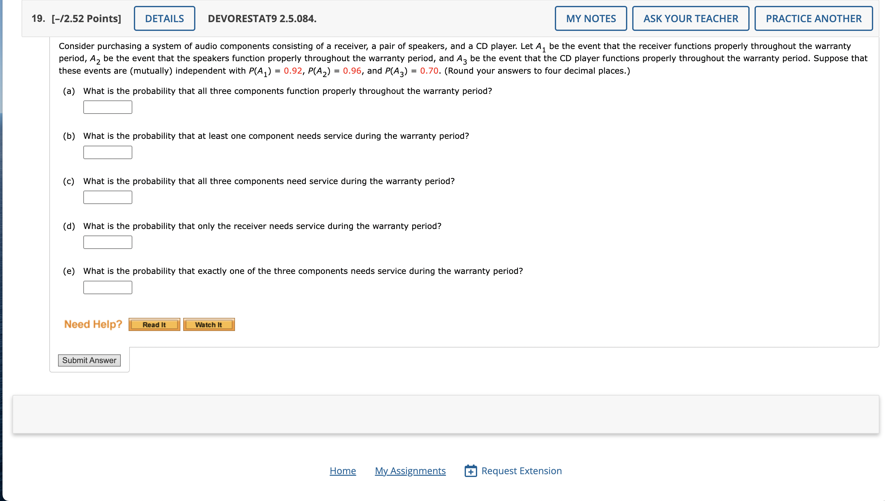 Solved these events are (mutually) independent with | Chegg.com
