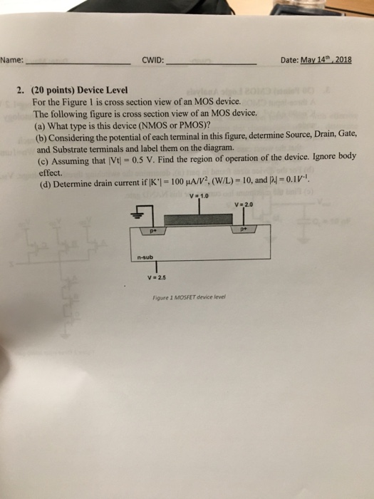 Solved Name: CWID: Date: May 14 2018 2. (20 points) Device | Chegg.com