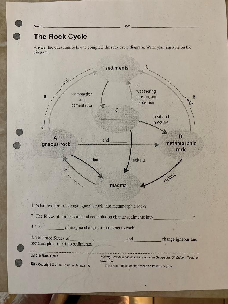Solved Answer the questions below to complete the rock cycle | Chegg.com