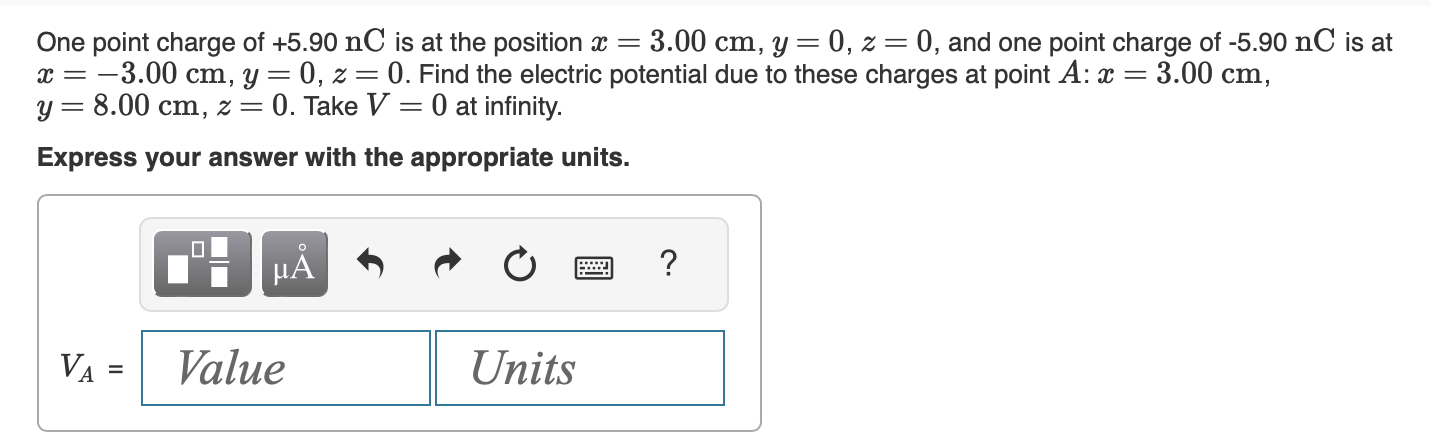 Solved One point charge of +5.90nC is at the position x=3.00 | Chegg.com