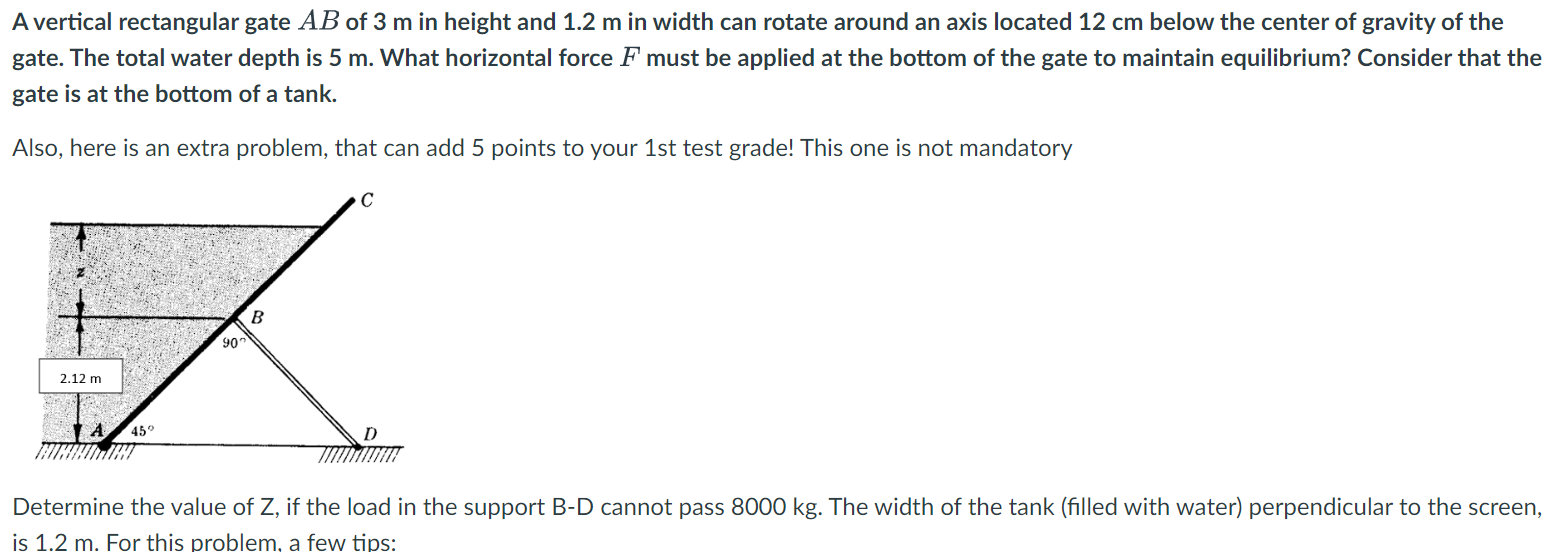 Solved A vertical rectangular gate AB ﻿of 3 ﻿m in height and | Chegg.com