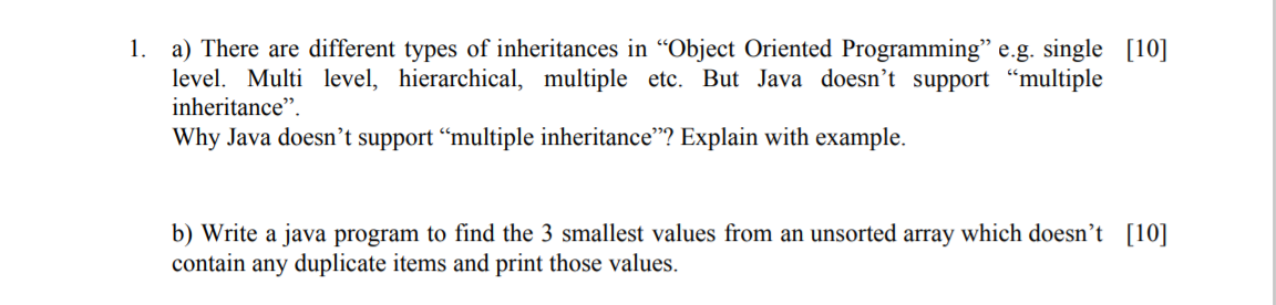 Solved 1. a) There are different types of inheritances in | Chegg.com
