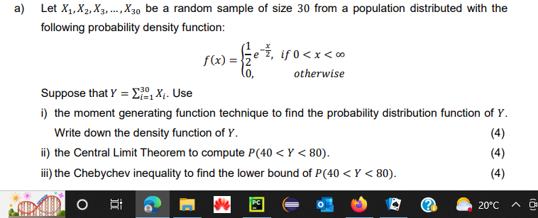 Solved Let X1,X2,X3,…,X30 be a random sample of size 30 from | Chegg.com
