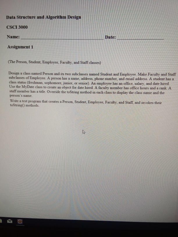 Solved Data Structure and Algorithm Design CSCI 3000 Name: | Chegg.com