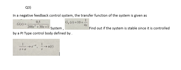 Solved Q3) In a negative feedback control system, the | Chegg.com