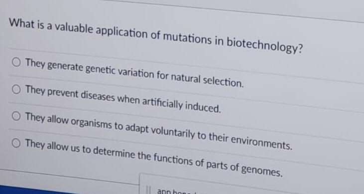 Solved What is a valuable application of mutations in | Chegg.com