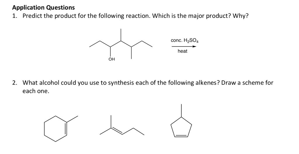 Solved Application Questions 1. Predict the product for the | Chegg.com