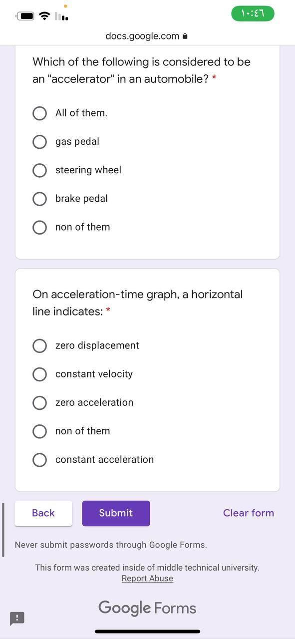 Solved ۱۰:41 docs.google.com Which of the following is | Chegg.com