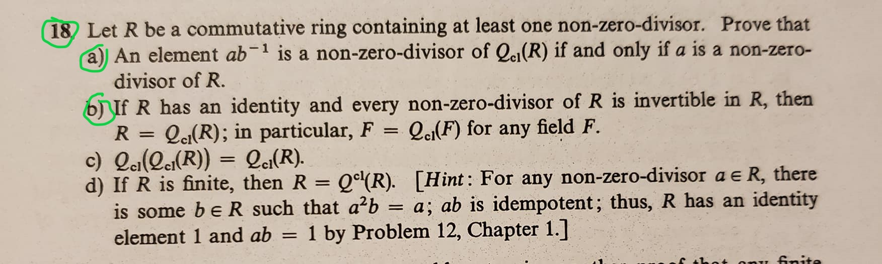 (18) Let R be a commutative ring containing at | Chegg.com