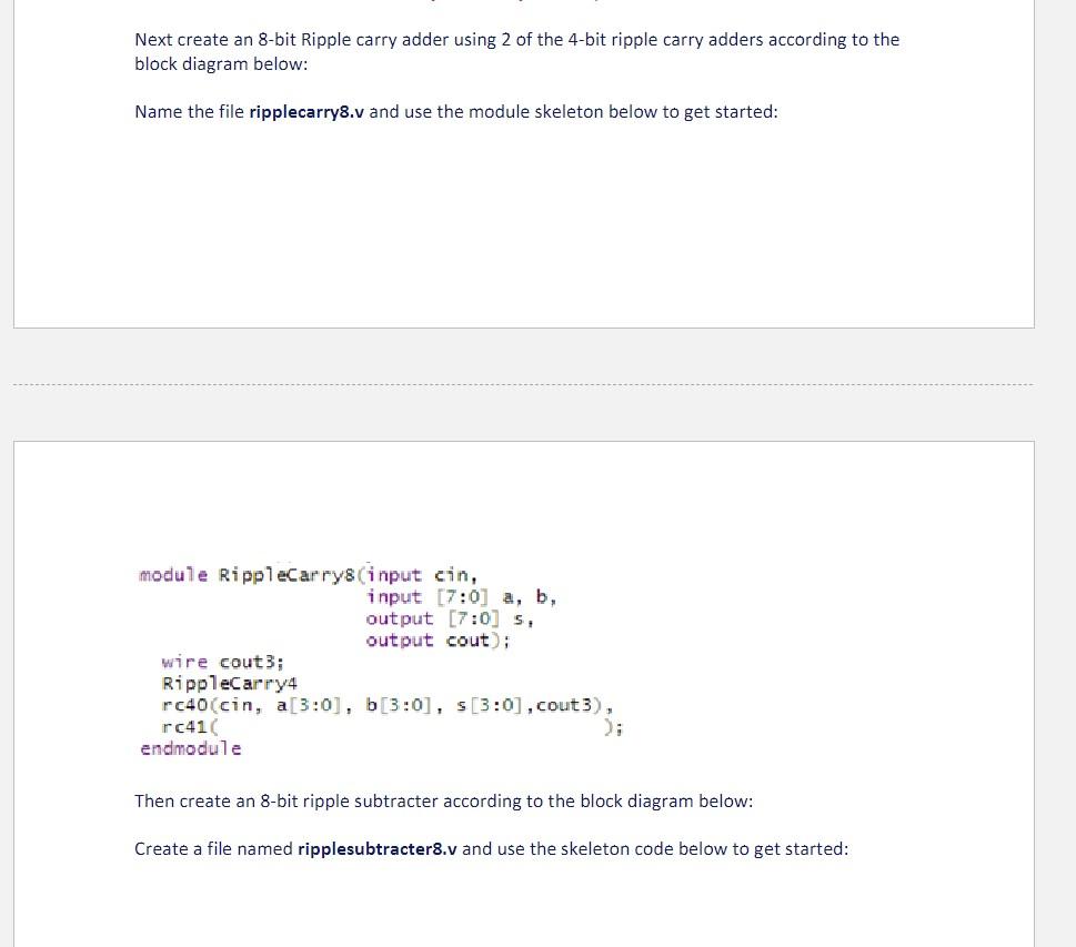 Solved Create a 4-bit ripple carry adder according to the | Chegg.com