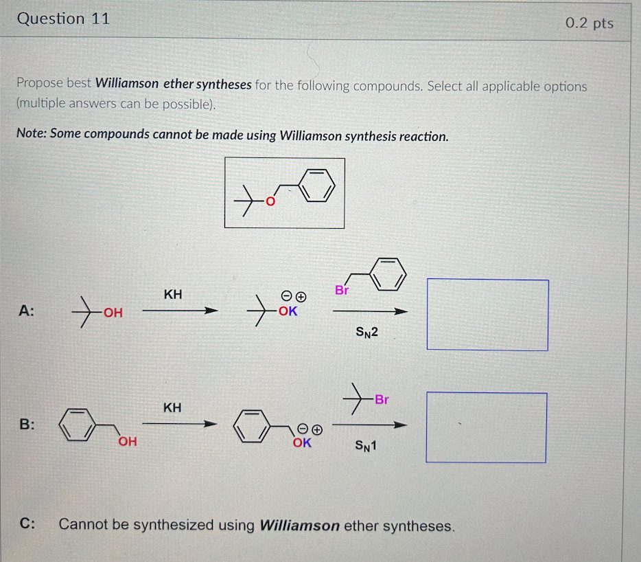Propose best Williamson Ether syntheses for the | Chegg.com