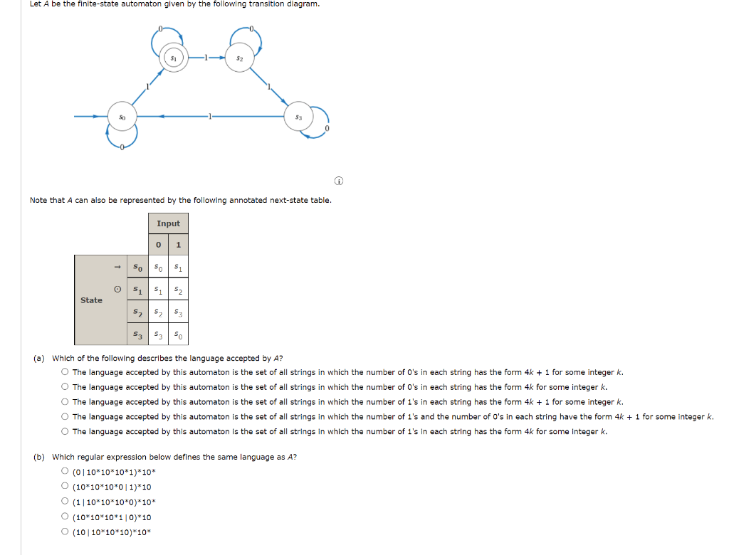 Solved Let A Be The Finite State Automaton Given By The
