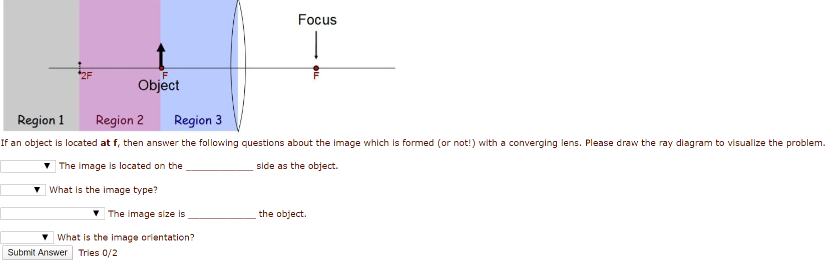 Solved Focus Object Region 1 Region 2 Region 3 If an object | Chegg.com