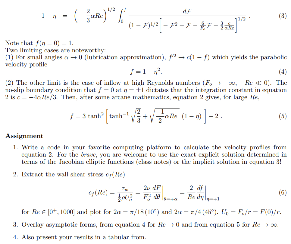 Solved Jeffery-Hamel flow - Flow in a wedge Figure 1: Flow | Chegg.com
