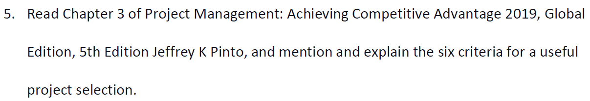 Solved Read Chapter 3 of Project Management: Achieving | Chegg.com