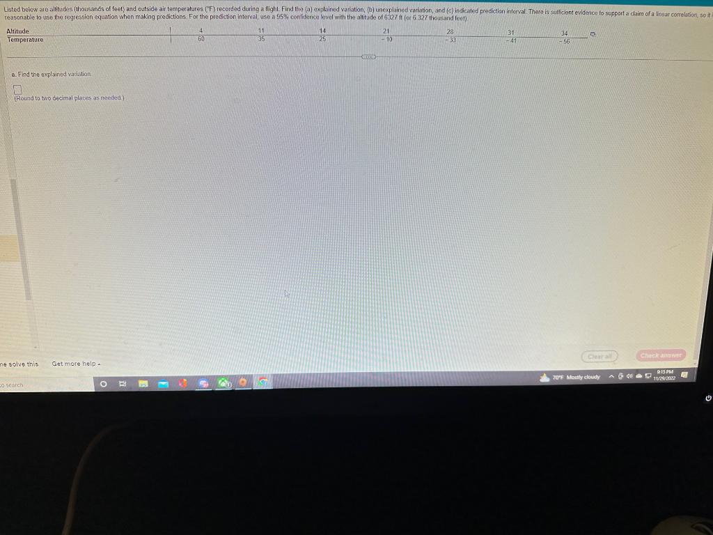 Solved A. Find the explained variation (Round two decimal | Chegg.com
