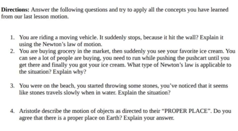 Solved Directions: Answer the following questions and try to | Chegg.com
