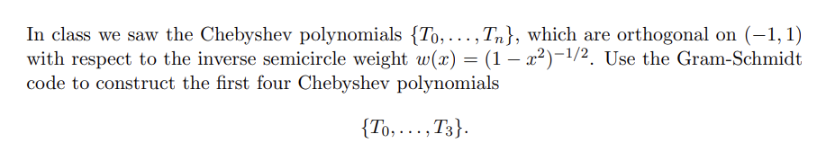 Solved In class we saw the Chebyshev polynomials | Chegg.com