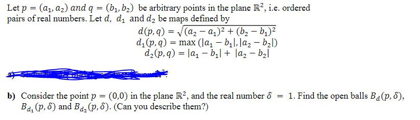 Solved Let p=(a1,a2) and q=(b1,b2) be arbitrary points in | Chegg.com