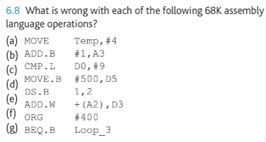 Solved 6.8 What is wrong with each of the following 68K | Chegg.com