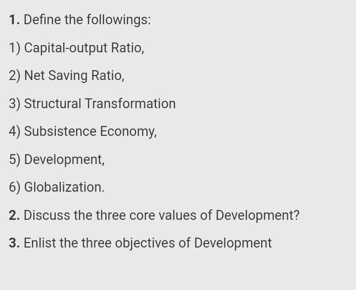 Solved 1. Define the followings: 1) Capital-output Ratio, 2) | Chegg.com