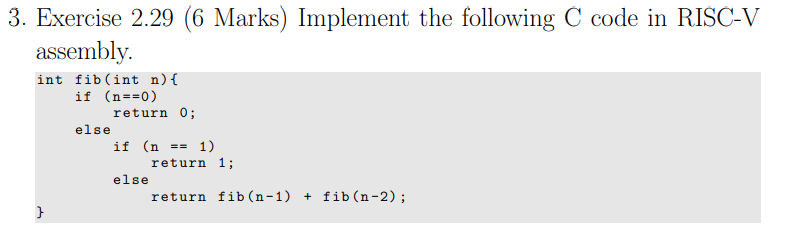 Solved 3. Exercise 2.29 (6 Marks) Implement the following C | Chegg.com