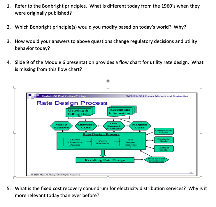 1. Refer to the Bonbright principles. What is | Chegg.com