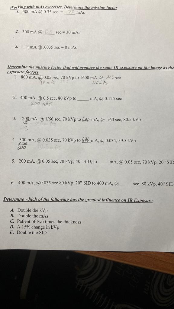 Solved Working with mas exercises, Determine the missing | Chegg.com