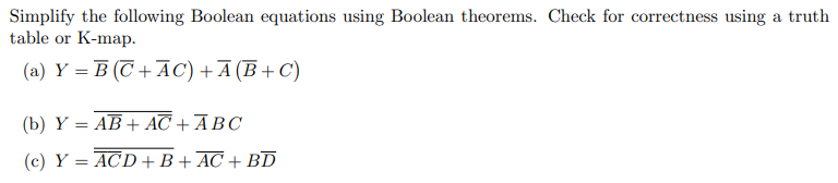 Solved Simplify the following Boolean equations using | Chegg.com