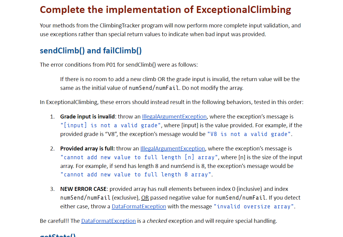 Solved I need help adding throw - catch statements in the | Chegg.com