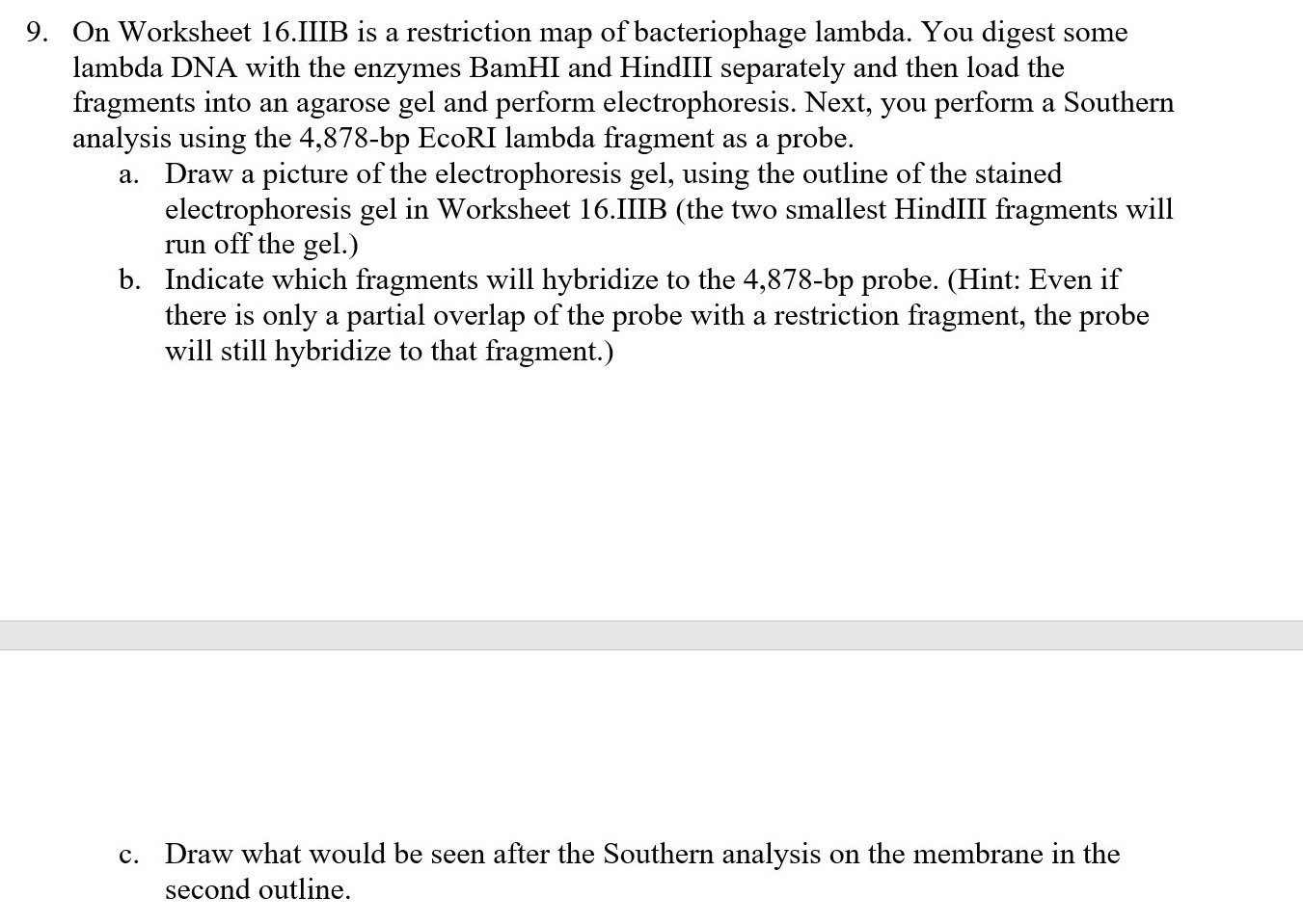 Solved 9. On Worksheet 16.IIIB is a restriction map of | Chegg.com