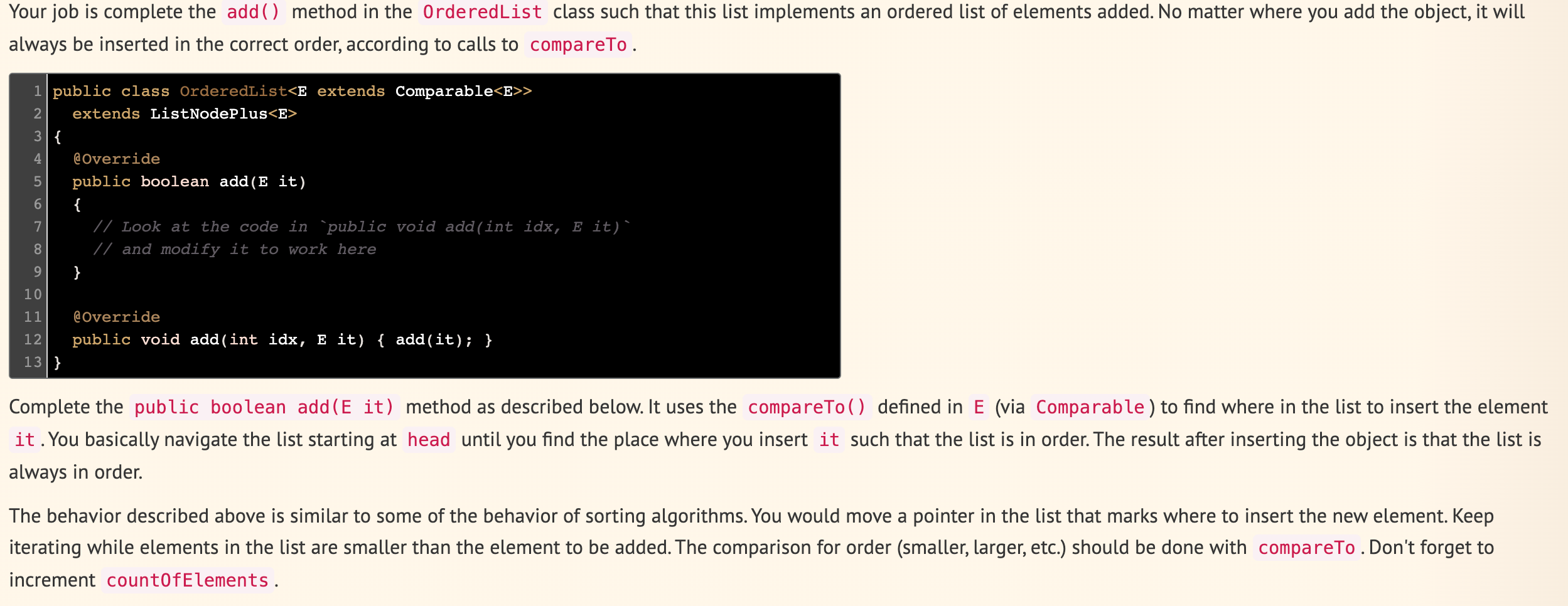 Solved Your Answer: boolean add(E it) { Node curr = | Chegg.com