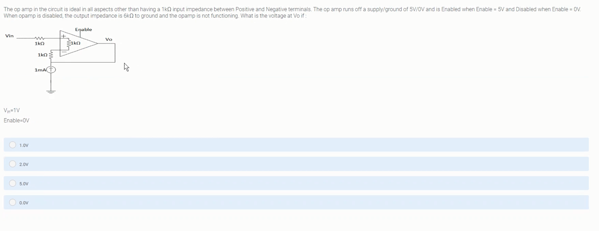 Solved code class="asciimath">When opamp is disabled, the | Chegg.com
