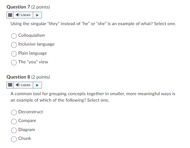 Solved Which of the following accurately describes \"tone\"? | Chegg.com