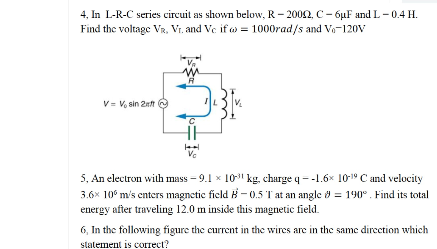 Solved 4, In L-R-C series circuit as shown below, R= 20012, | Chegg.com