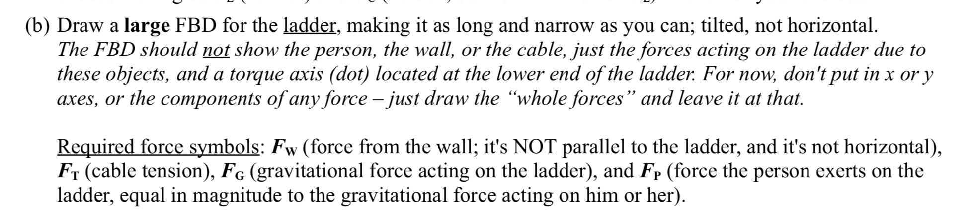 Solved cable өс wall ladder d OL (b) Draw a large FBD for | Chegg.com