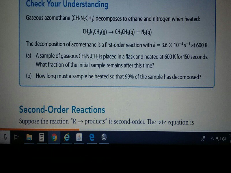 Solved Check Your Understanding Gaseous azomethane | Chegg.com