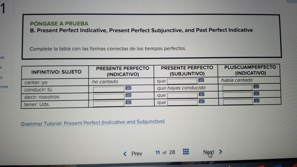1 PÓNGASE A PRUEBA B. Present Perfect Indicative, | Chegg.com