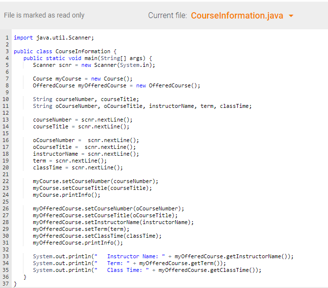 Solved Given main(), define a Course base class with methods | Chegg.com